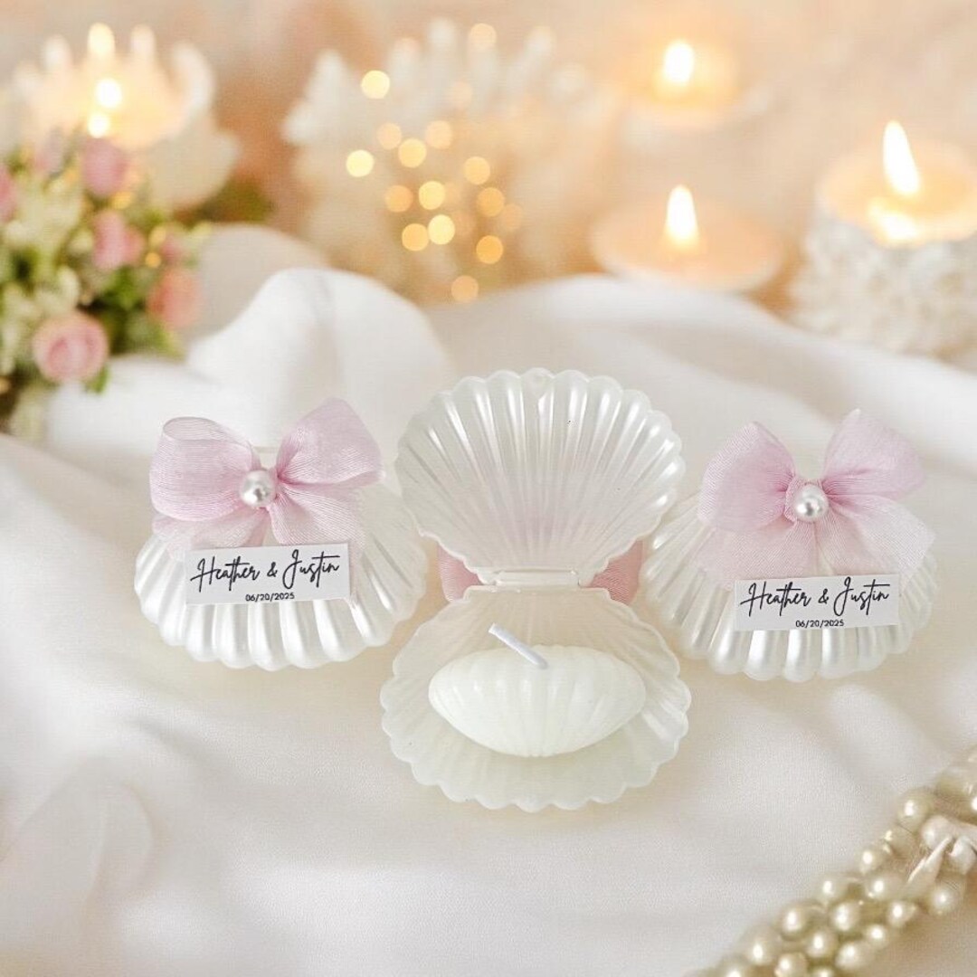 Personalized Sea Shell Candle Favors: Coastal Wedding Bridal Shower - Etsy