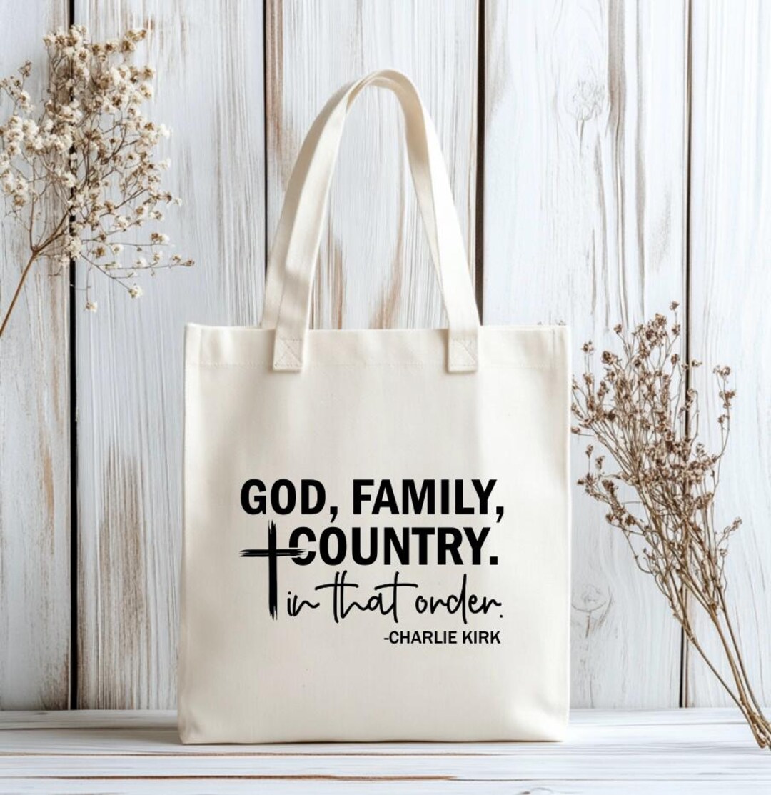 Charlie Kirk Canvas Tote Bag, Turning Point USA, God Family Country ...