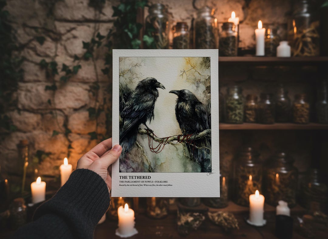 Gothic Ravens | Red String of Fate & Dark Romance Gift | Textured Art ...