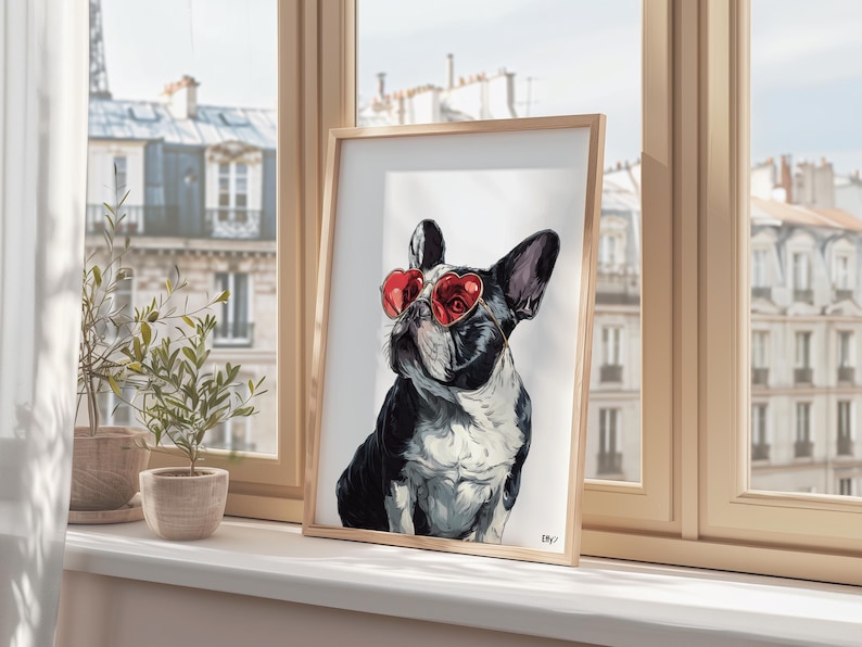 French Bulldog Wall Art Print, Funny Retro Pop Art Dog Poster (digital ...