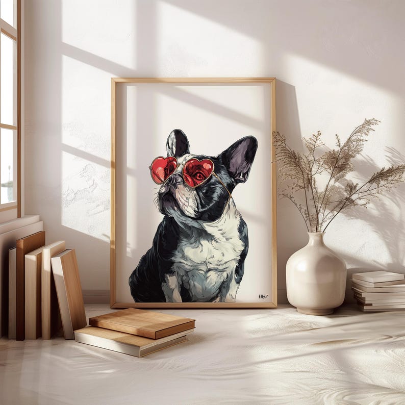 French Bulldog Wall Art Print, Funny Retro Pop Art Dog Poster (digital ...