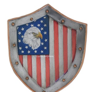 On SALE Patriotic Flag American Flag With Eagle Plaque, Hand Painted ...