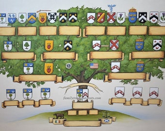 Wedding Family Tree Design With 14 photos in Gold | Etsy