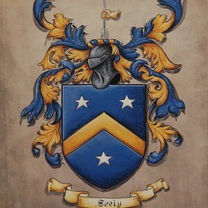 Family Crest Painting Leather, Hand Painted Coat of Arms Design ...