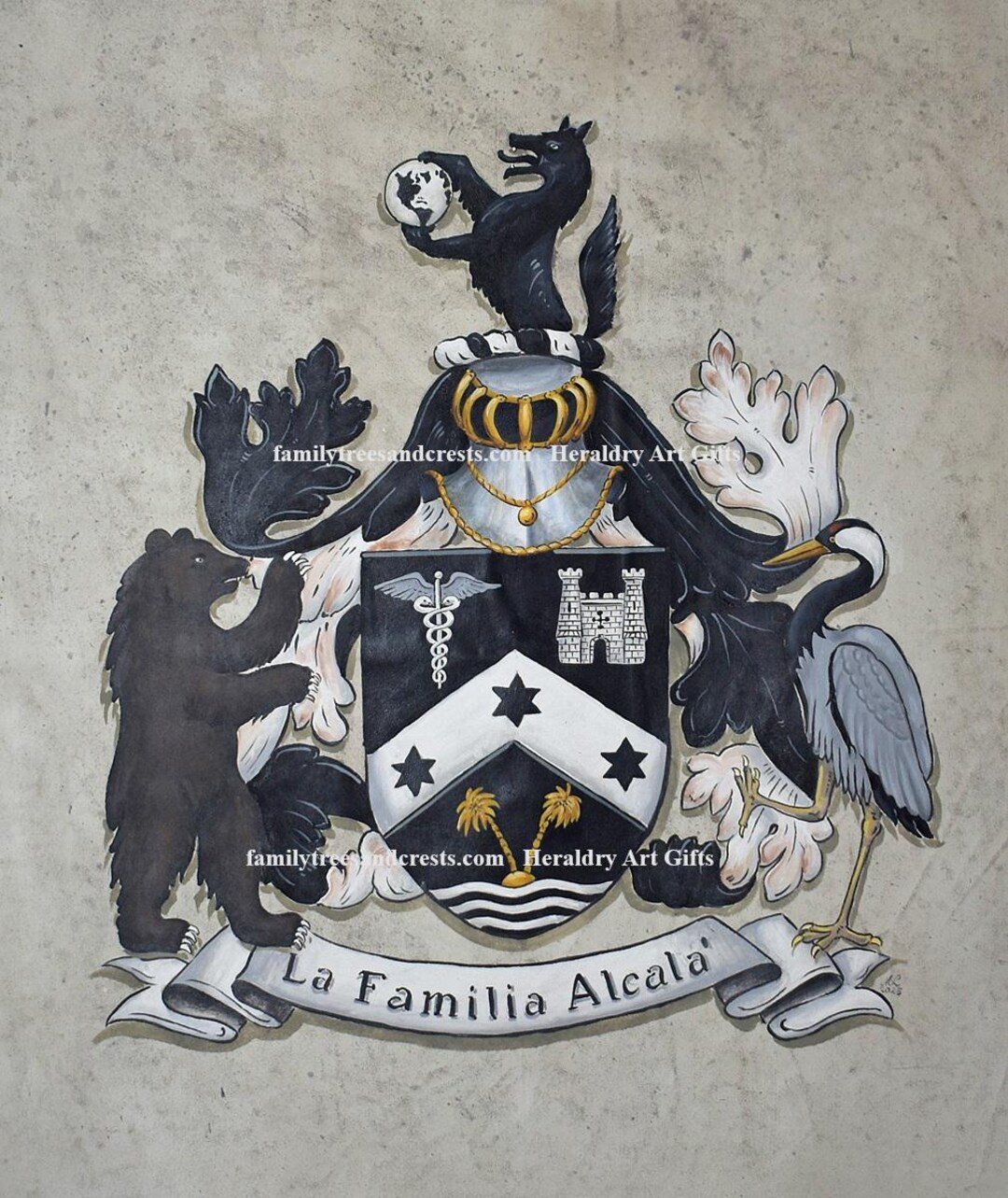 Custom Created Coat of Arms Painting, Hand Painted Family Crest W ...