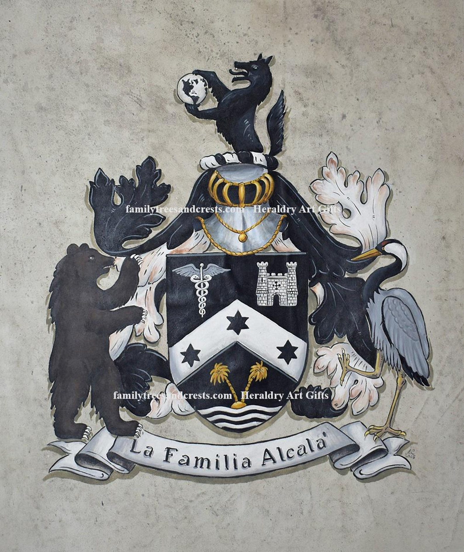 Custom Hand Painted Family Crest, Personalized Coat of Arms Painting W ...