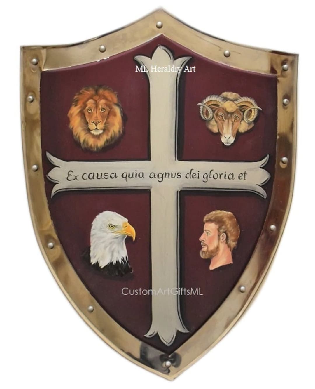 Religious Coat of Arms Shield, Insignia - Church Crest Metal Shield ...