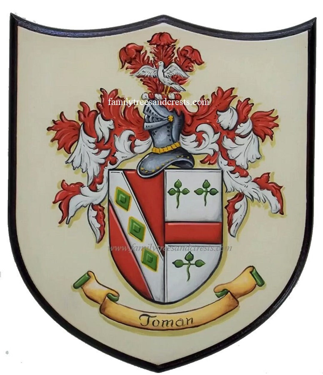 Traditional Family Crest Wall Plaque 14 X 17-inch Coat of Arms Wooden ...