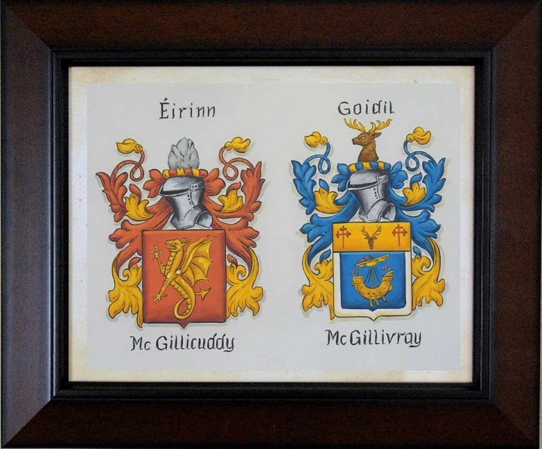 Custom Double Family Crest Coat of Arms Painting on Watercolor Paper ...
