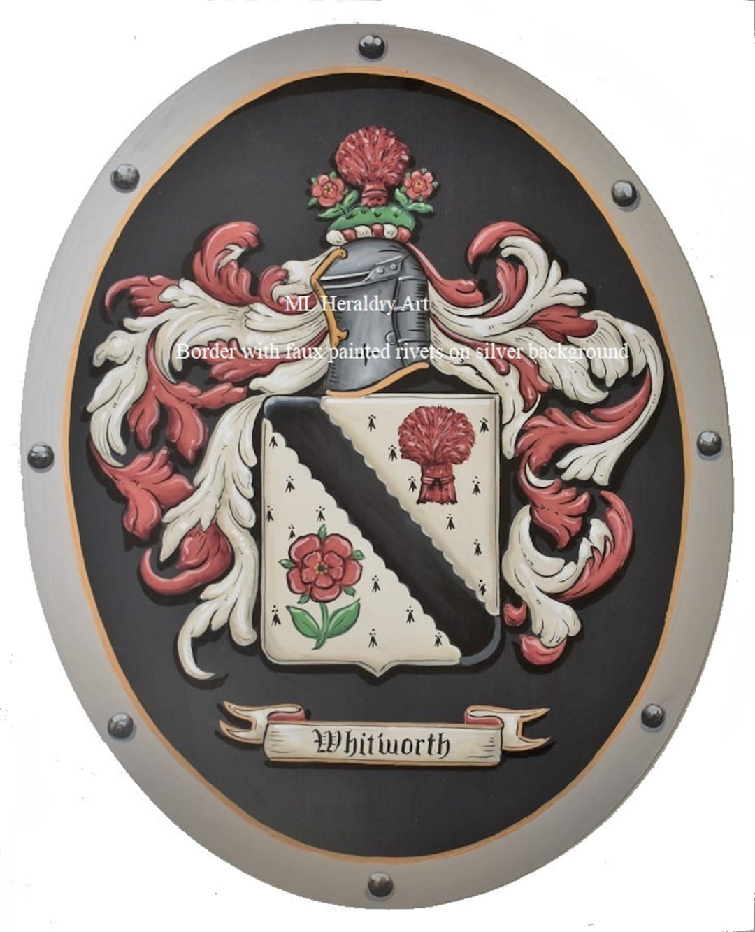 Outdoor Family Coat of Arms Shields, Hand Painted Aluminum Knight ...