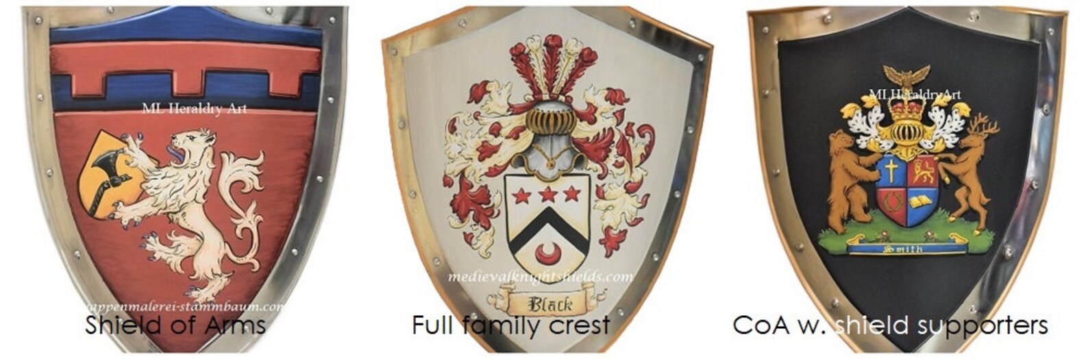 Medieval Knight Shield: Custom Hand Painted Coat of Arms Family Crest ...