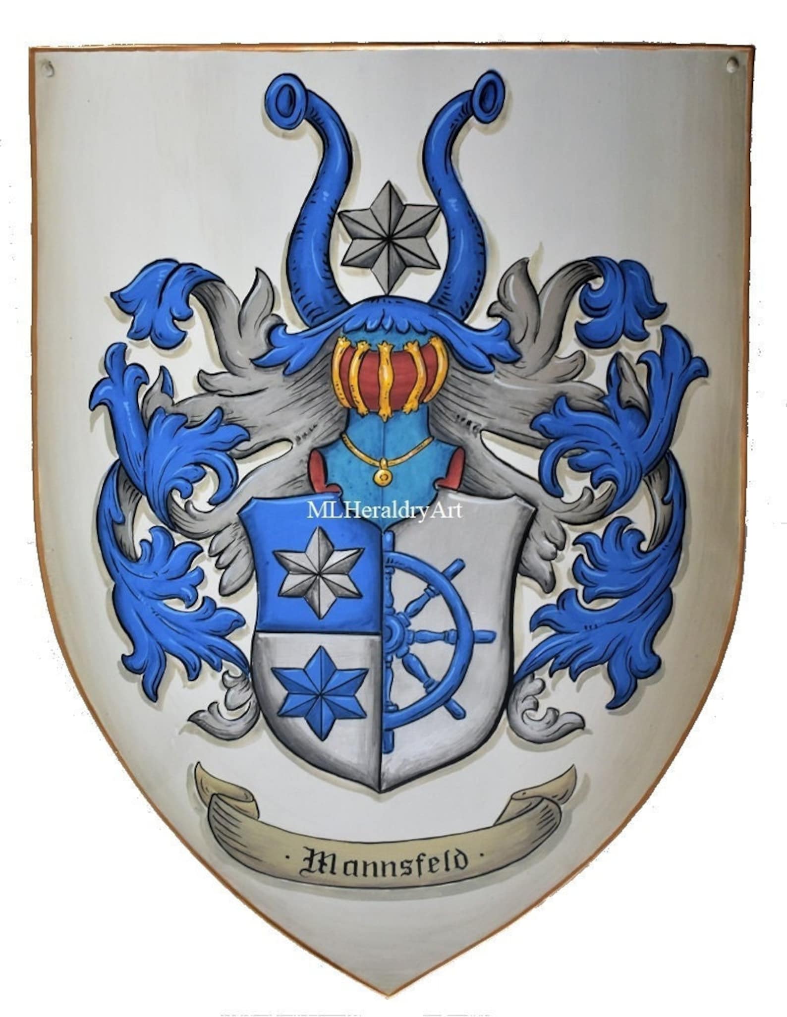 Hand Painted Family Crest Shield: Medieval Knight Coat of Arms Wall ...