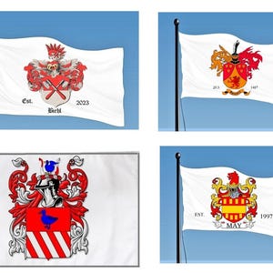 Artist-designed Family Crest Flags, Personalized Coat of Arms Banners ...