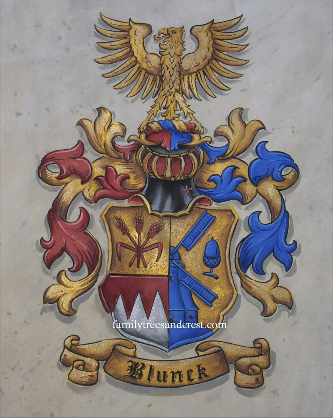 Hand Painted Family Crest on Leather: Personalized Coat of Arms Art - Etsy