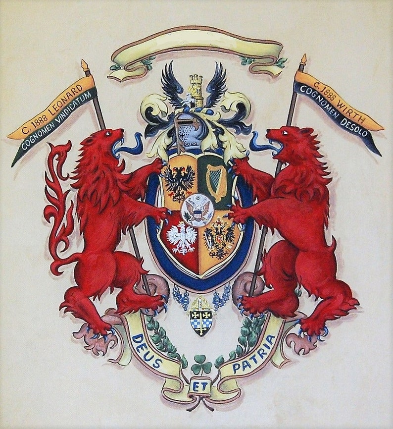 Custom Hand Painted Family Crest, Personalized Coat of Arms Painting W ...