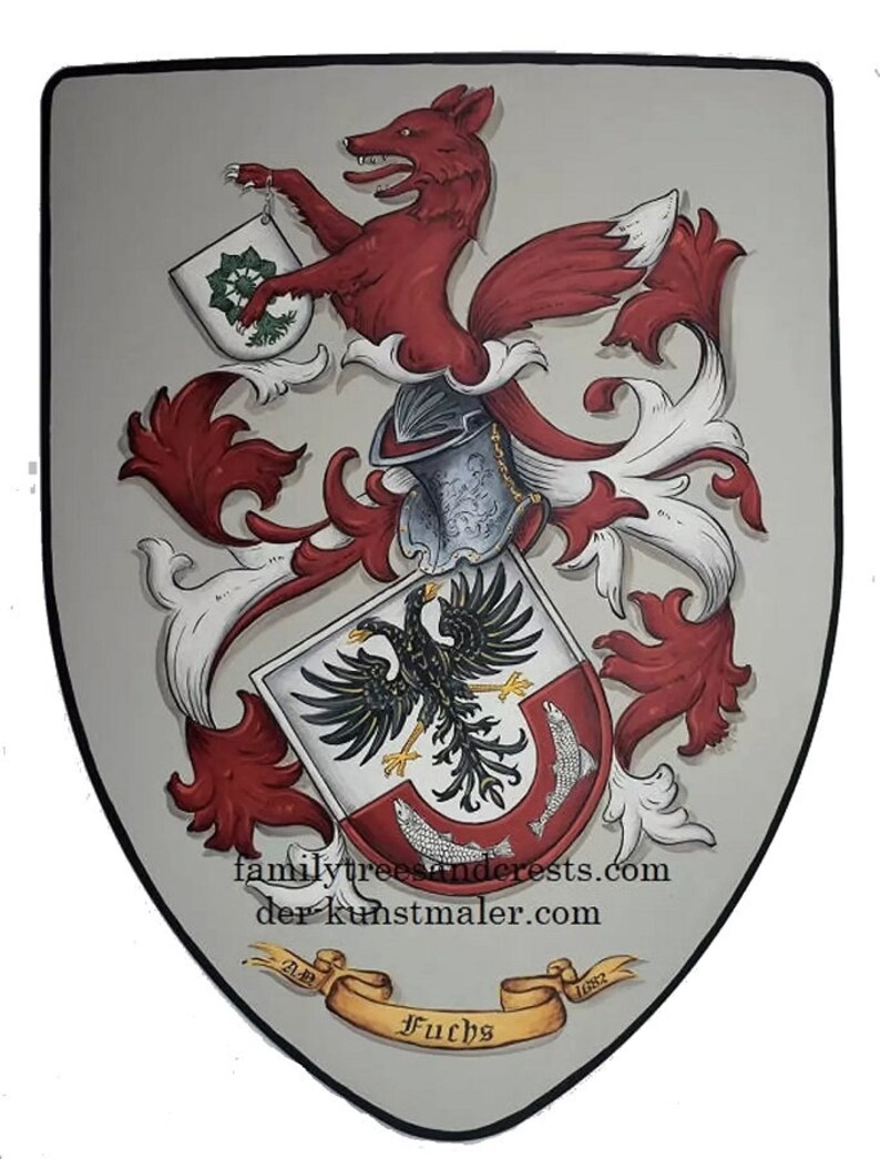 Hand Painted Family Crest Shield: Medieval Knight Coat of Arms Wall ...