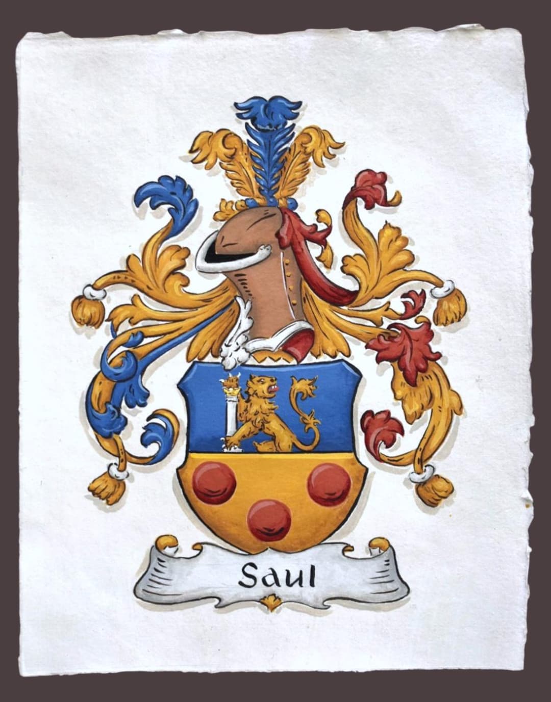 Hand Painted Family Crest on Watercolor Paper: Custom Coat of Arms ...