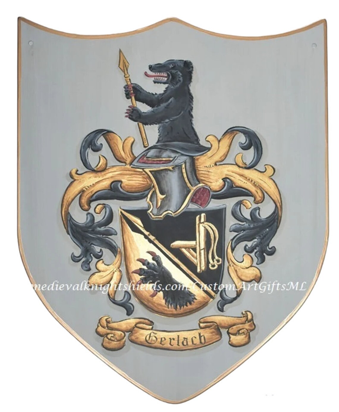 Hand Painted Family Coat of Arms Shield, Outdoor Estate Gate Sign - Etsy