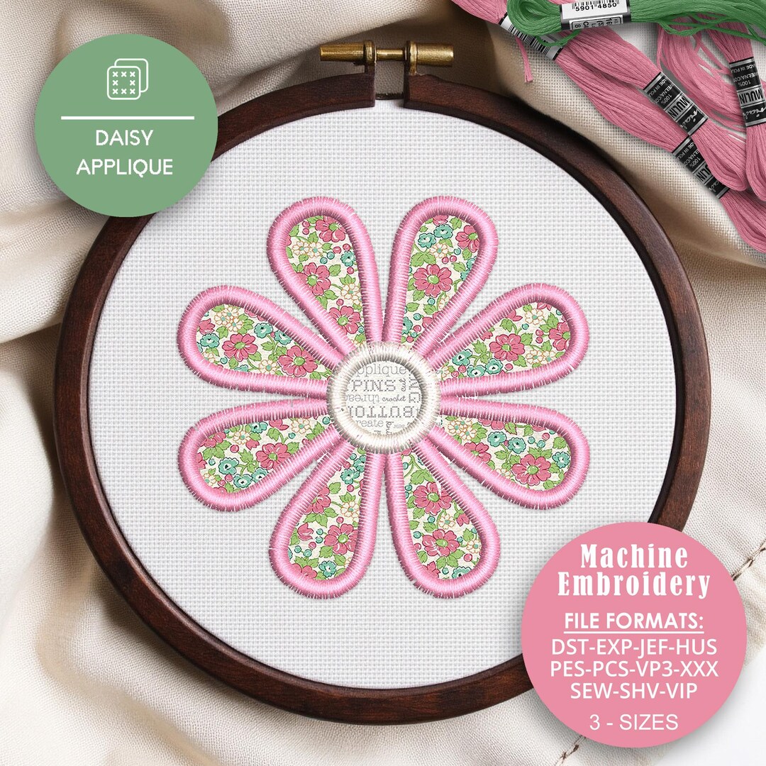Daisy Applique Machine Embroidery Design - Etsy