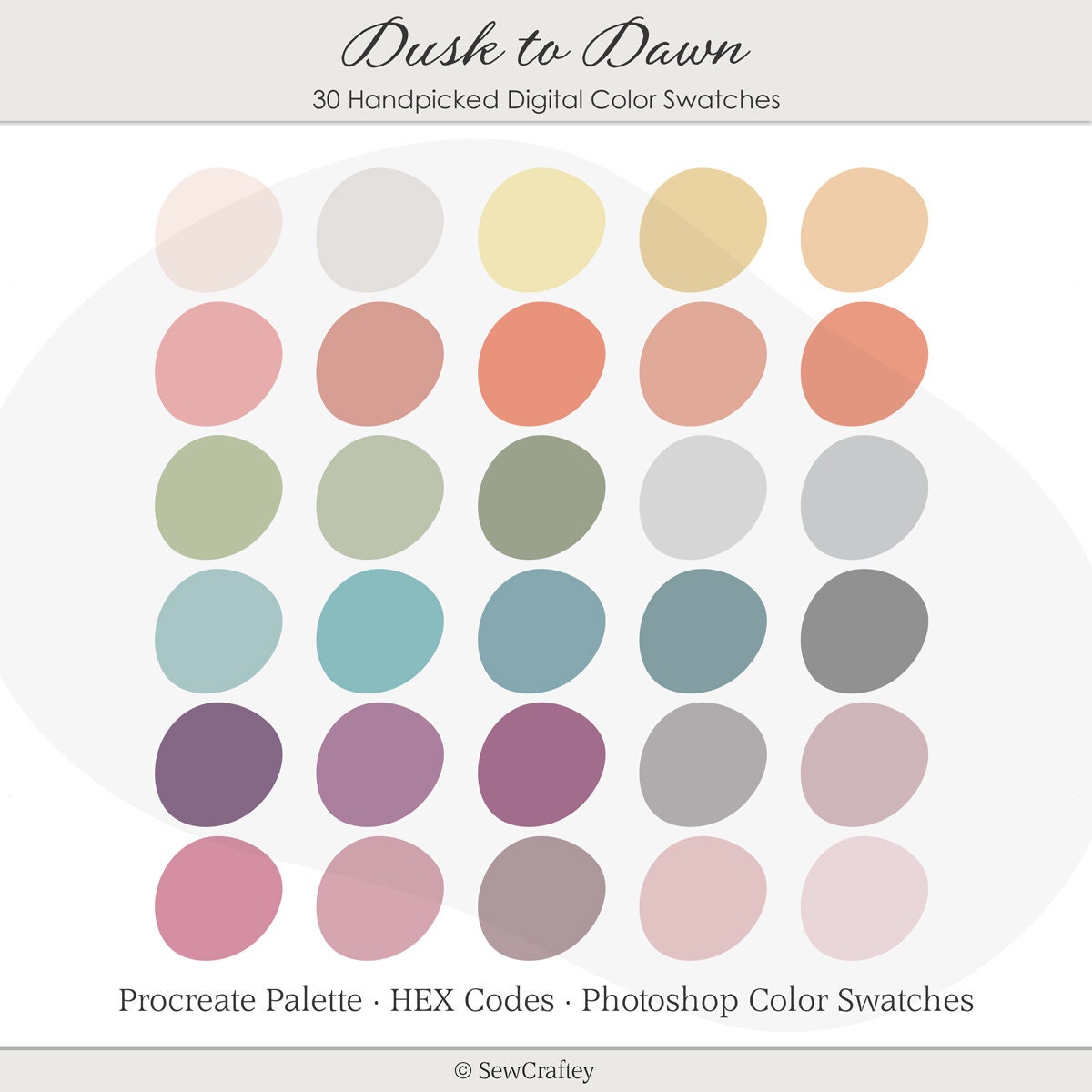Dusk to Dawn Digital Color Palette, Color, Colour, Swatches, Procreate ...