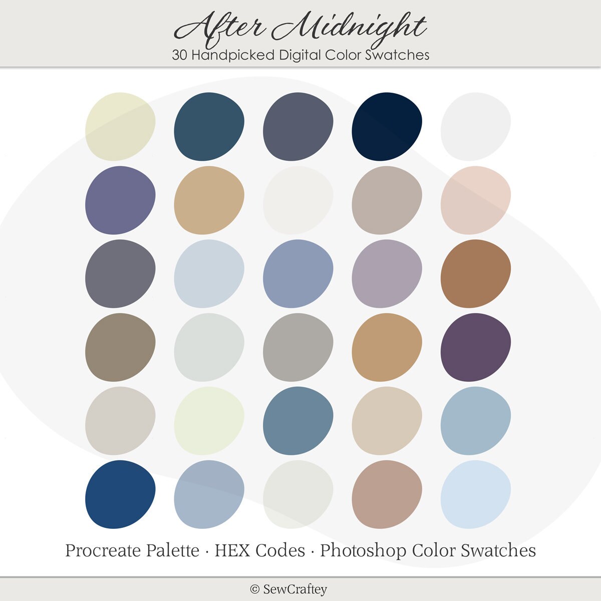 After Midnight Digital Color Palette, Color, Colour, Swatches, Procreate, Photoshop, Hex Codes ...