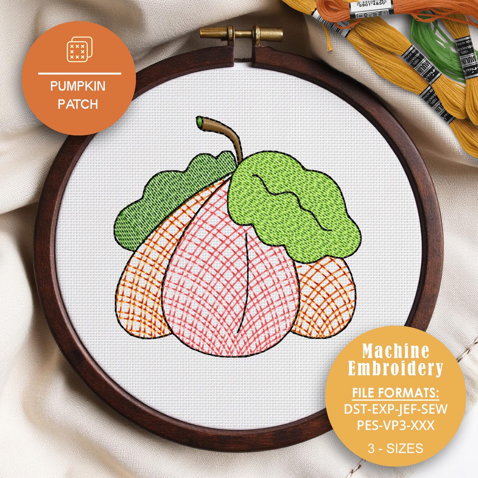 Pumpkin Patch Embroidery Design, Machine Embroidery, Halloween, Autumn ...