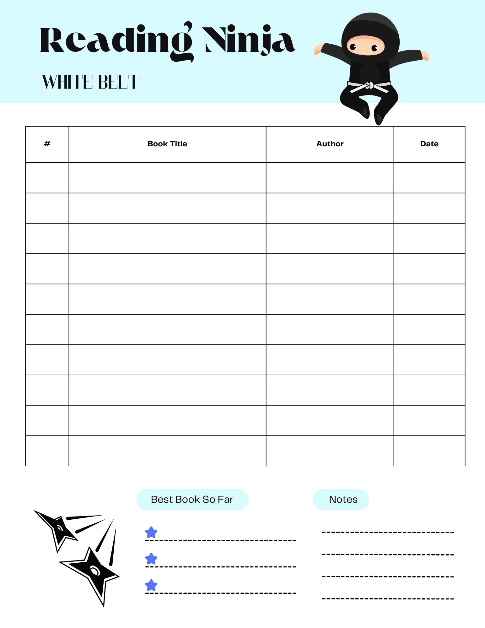 Reading Ninja Summer Challenge: Printable Program for Grades 1-4 (PDF ...