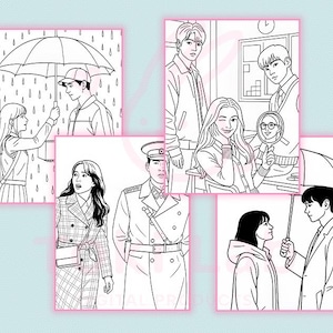 K-drama Coloring Book | Aesthetic Line Art, 15 Pages (PDF) - Etsy