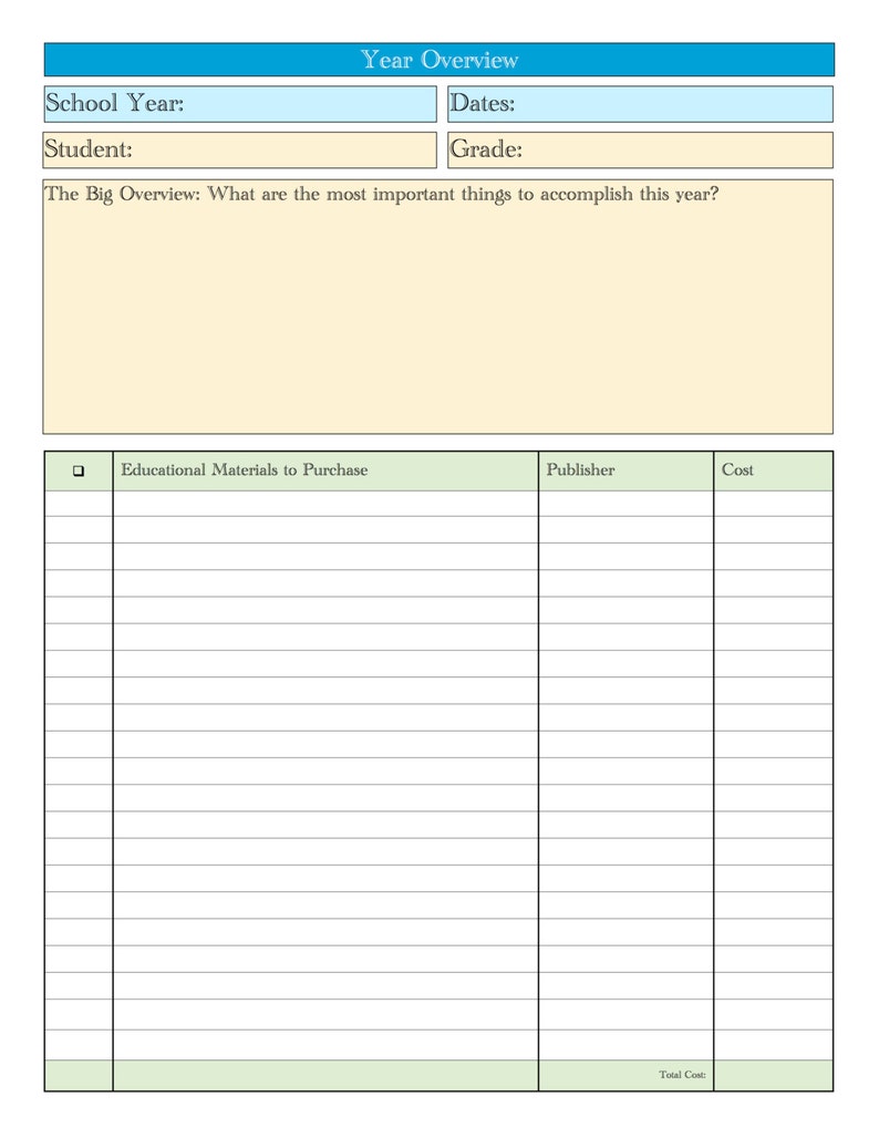 Organize Your Homeschool Year - Year Round Homeschool Planner - Goals ...