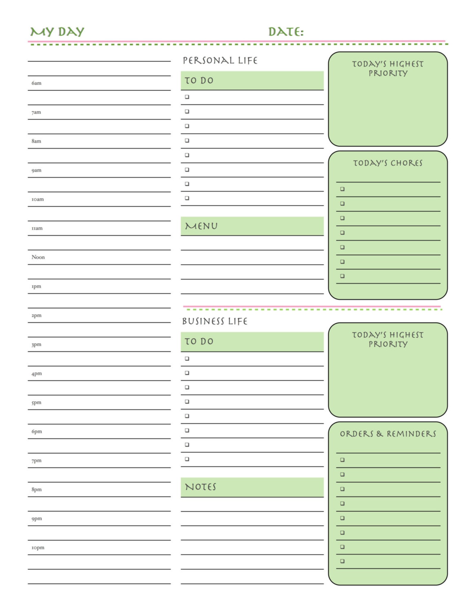 Organize Your Personal And Business Life With The Daily Planner Form