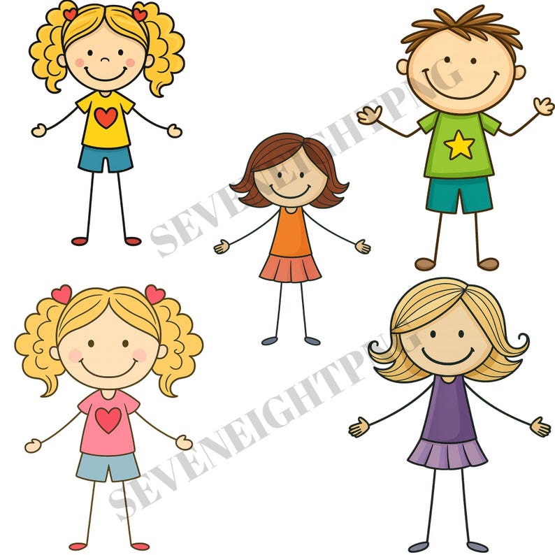 Stick Figures PNG Bundle | 27 Transparent Clipart | Stick Children, Boy ...