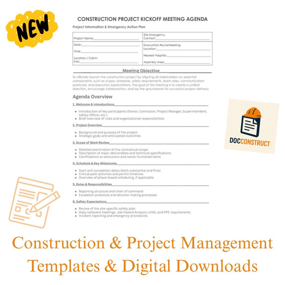 Construction Project Meeting Kickoff Agenda - Etsy