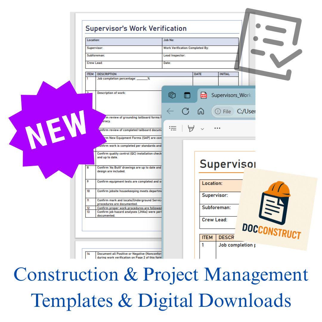 Supervisor's Work Verification Checklist Digital Download PDF & WORD ...