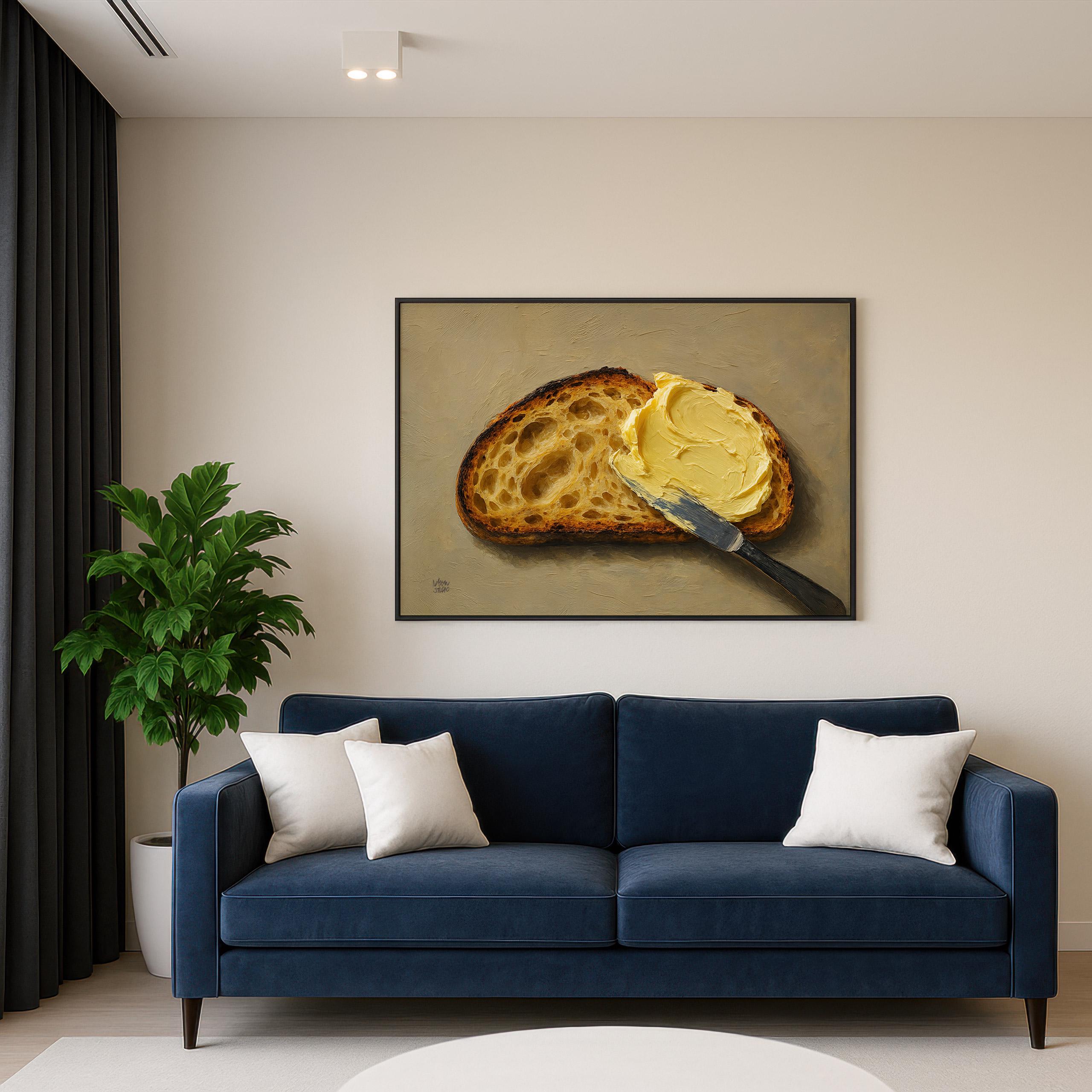 Butter Painting Wall Art – Rustic Sourdough Bread Oil Painting Print ...