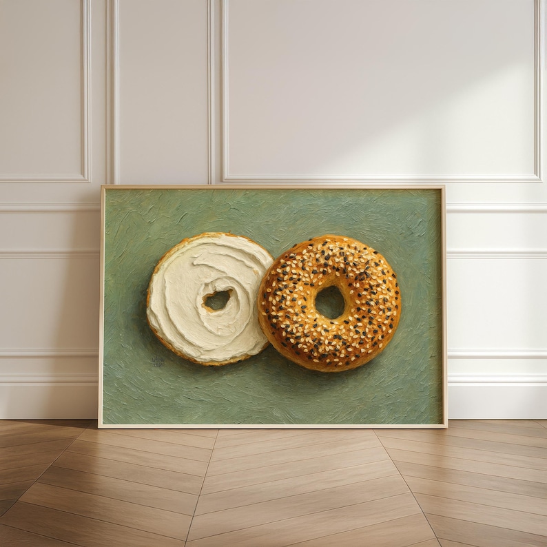 Everything Bagel Oil Painting Print, Kitchen Still Life Art - Etsy