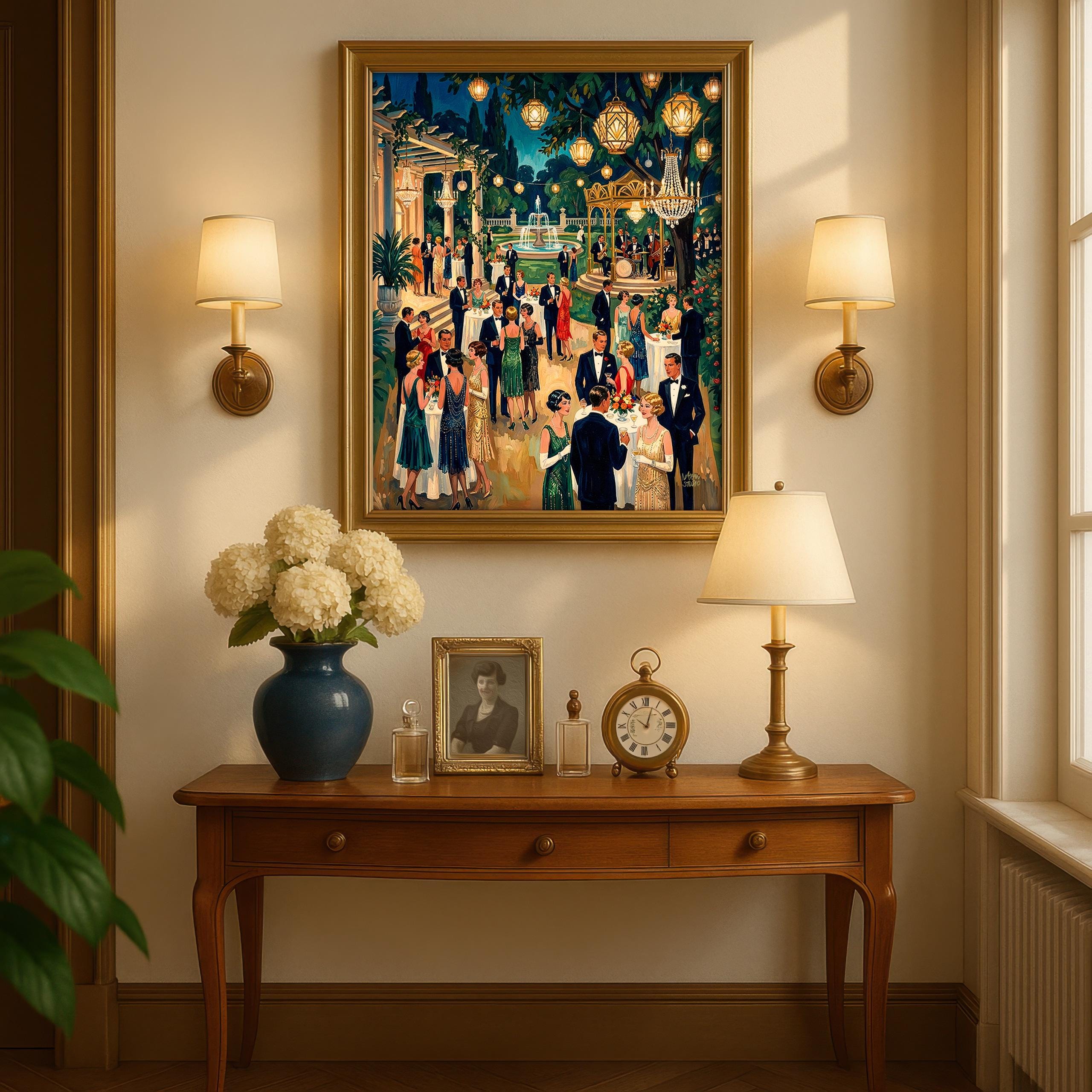 Classical Romance Roaring Twenties Art Print, Gatsby Style Garden Party ...