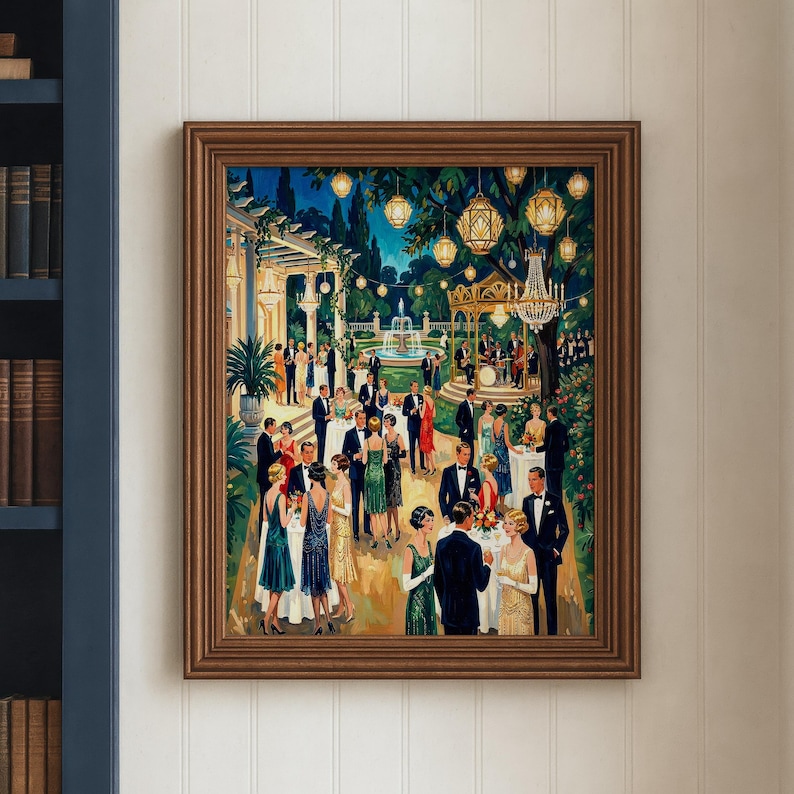 Classical Romance Roaring Twenties Art Print, Gatsby Style Garden Party ...