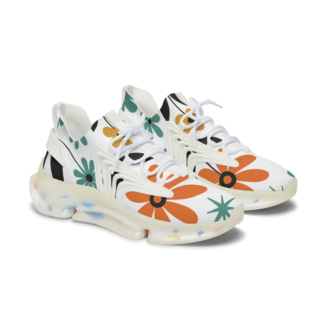 Floral Print Women's Mesh Sneakers, Stylish Athletic Shoes, Colorful ...