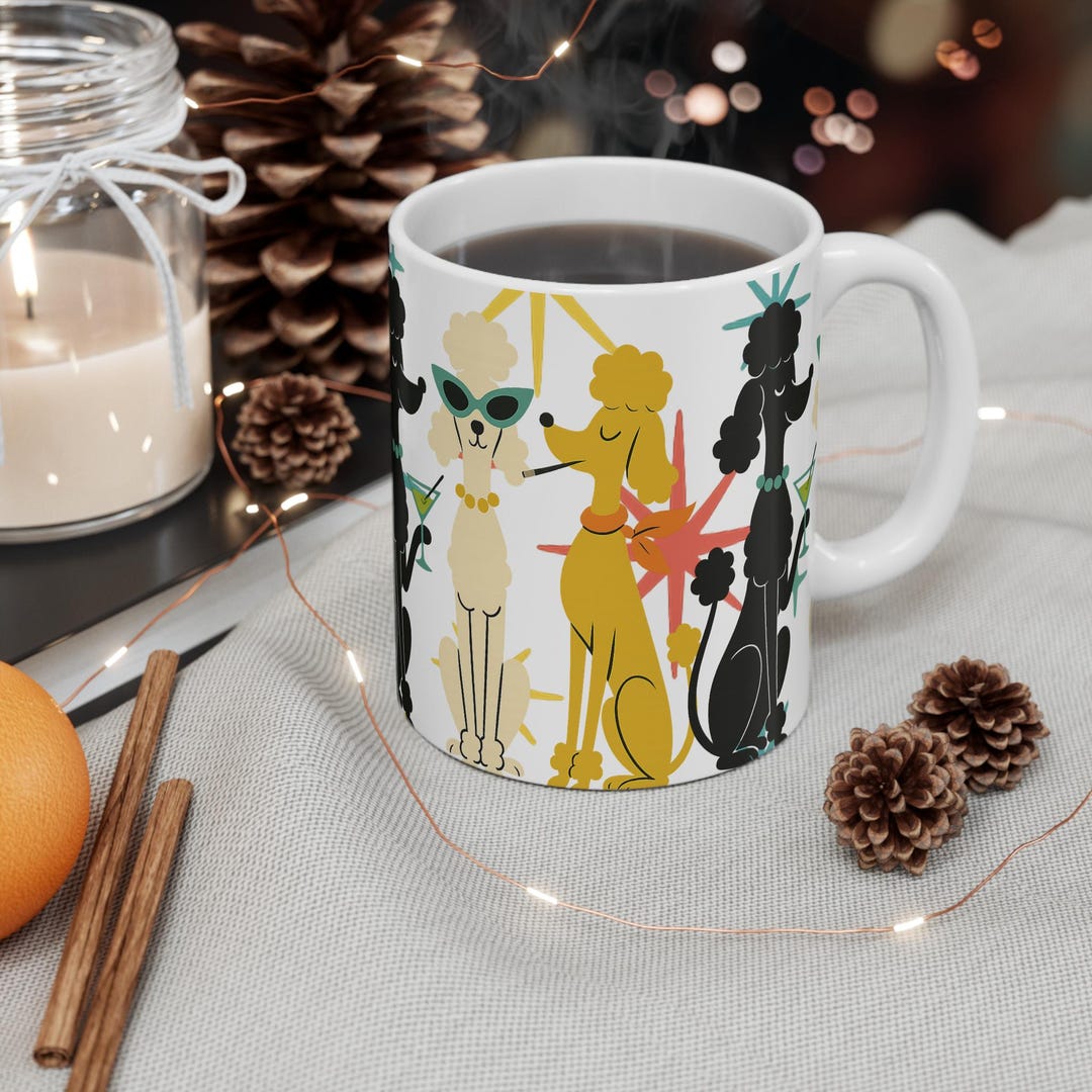 Vintage Tails Retro Cocktail Poodles Mug | 11oz Ceramic - Etsy