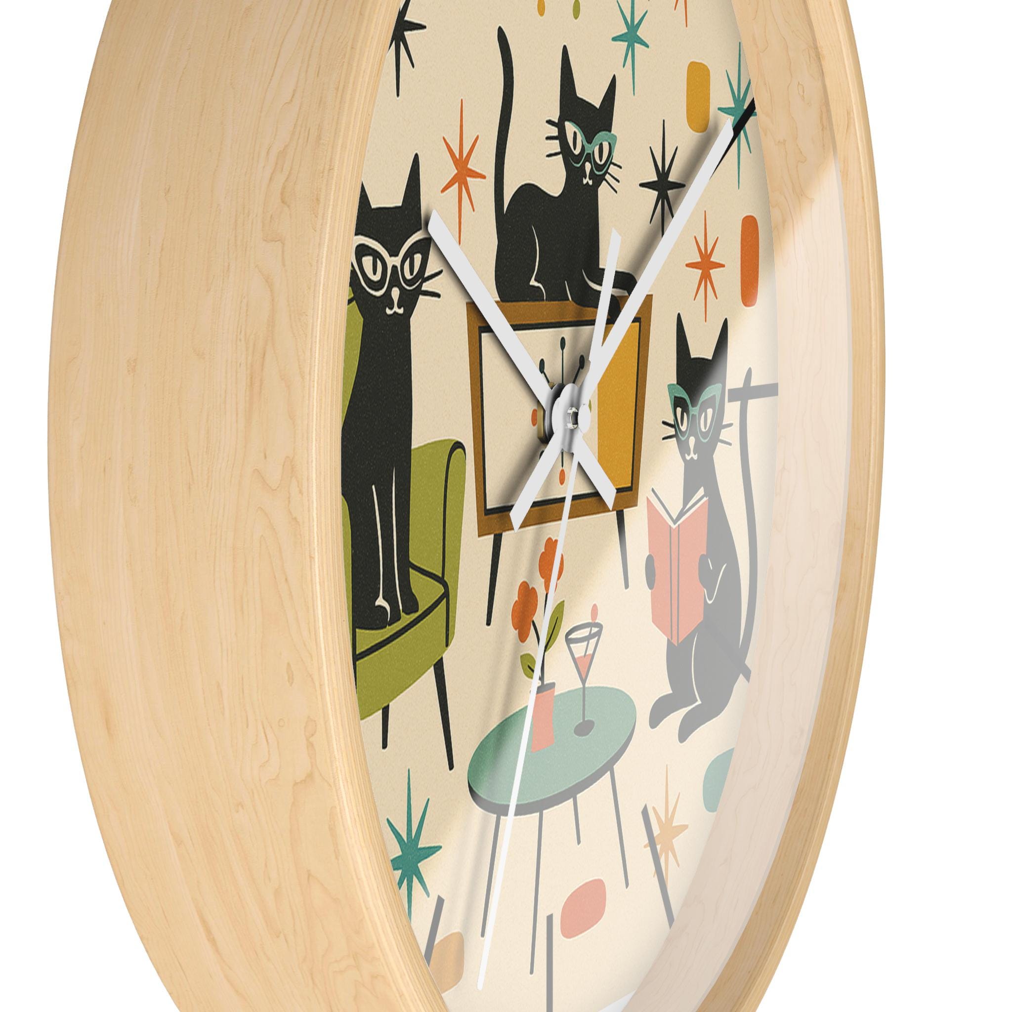 Mid-century Modern Cat Wall Clock - Retro Home Decor, Cat Lovers Gift ...