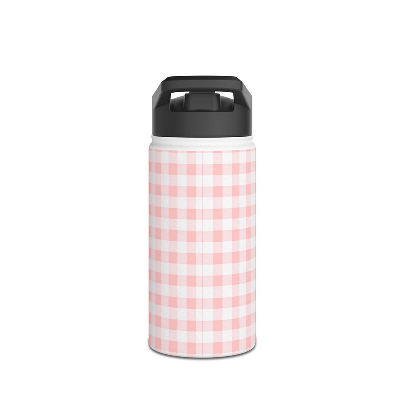 Pink Gingham Stainless Steel Water Bottle: Chic Reusable Flask - Etsy
