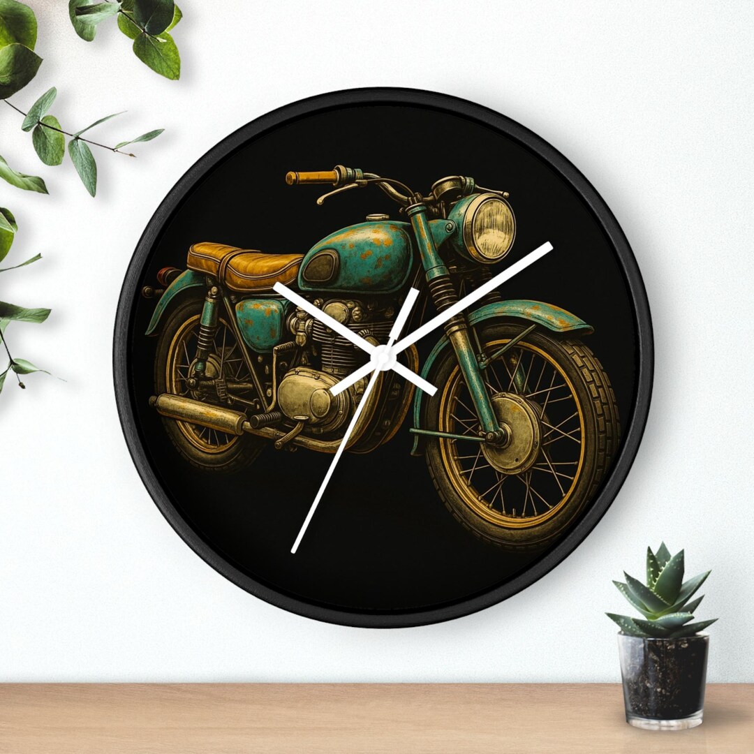 Vintage Motorcycle Wall Clock | Retro Home Decor, Biker Gift, Gift for ...
