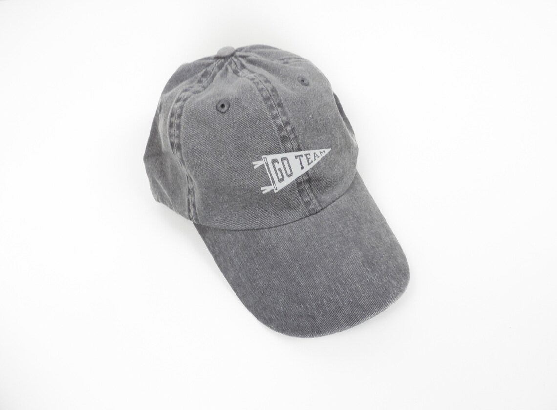 New Go Team Pennant Flag Pigment Dyed Baseball Hat Cap // You | Etsy