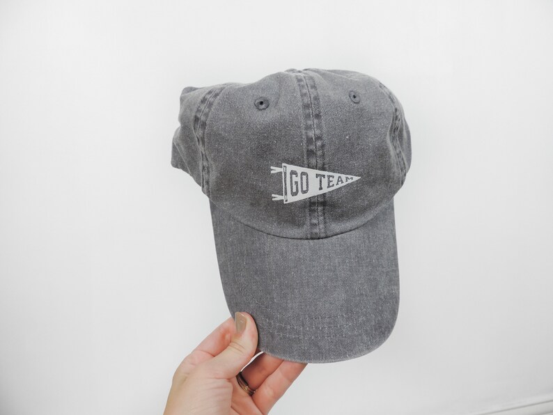 New Go Team Pennant Flag Pigment Dyed Baseball Hat Cap // You | Etsy