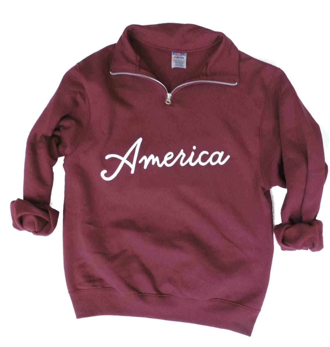 New America Cursive USA Quarter Zip Sweatshirt // Size S-3XL | Etsy