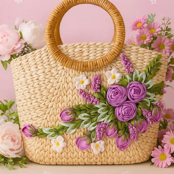 Vintage Round Straw Bag - Etsy