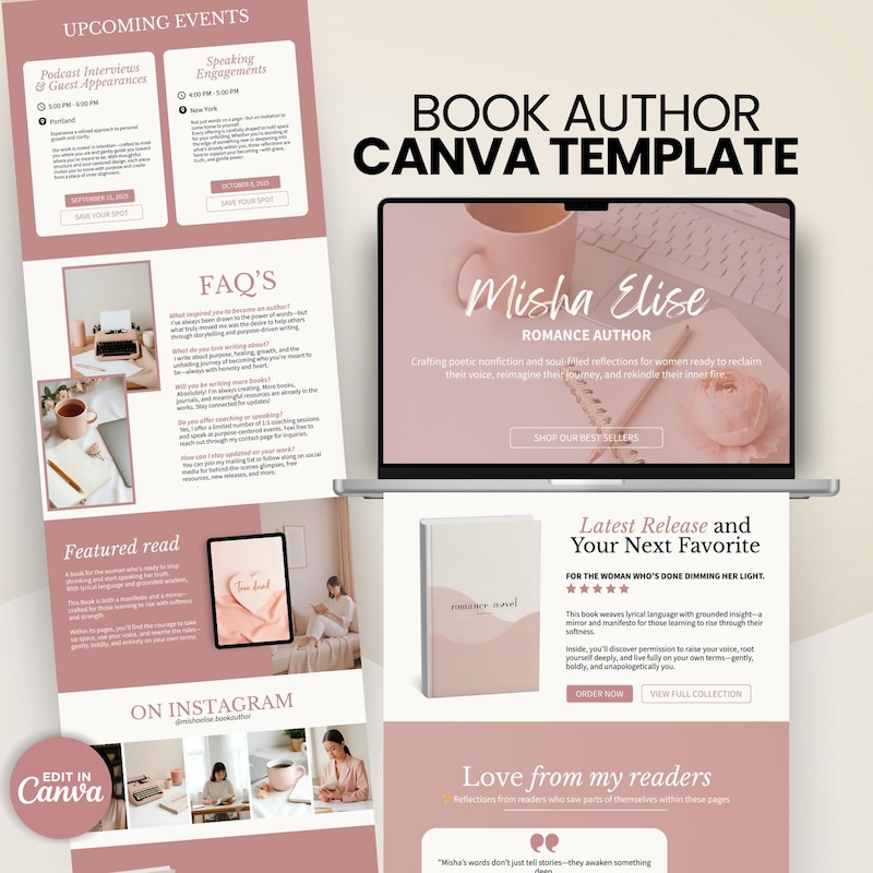 Author Website Wix Template - Etsy