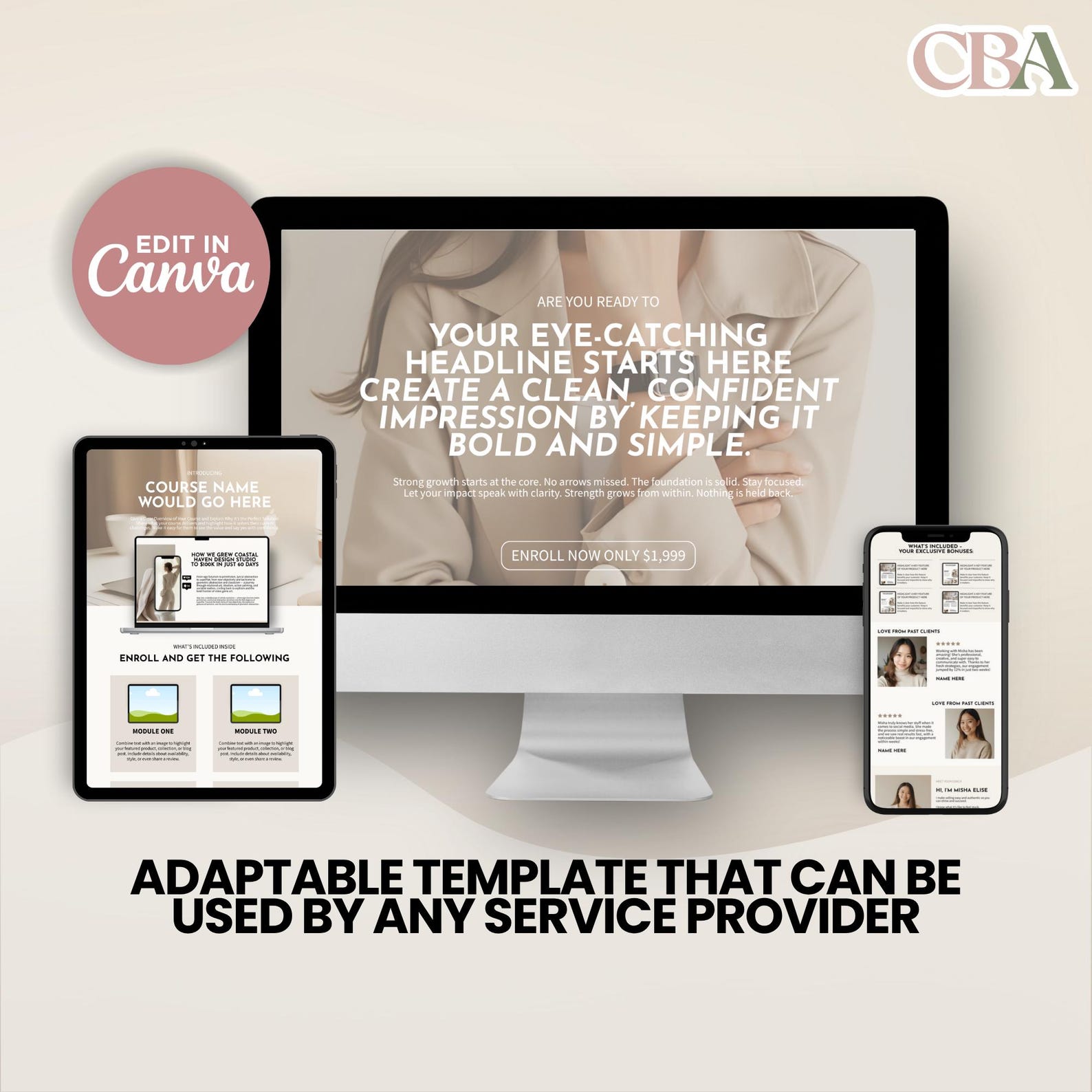 Canva Sales Page Template Beige Editable Aesthetic Canva Landing Page ...