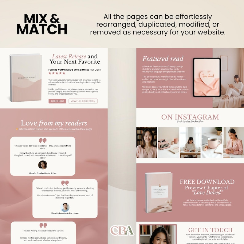 Book Author Website Canva Template, One-page Done for You Website ...