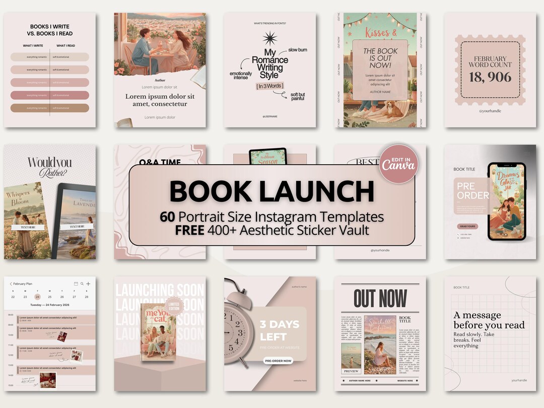 Romance Author Instagram Templates for Book Launch & Engagement ...